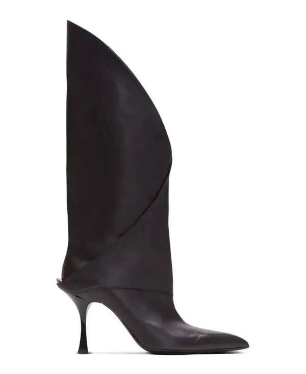 Balmain Twist Heeled Leather Boots - Black