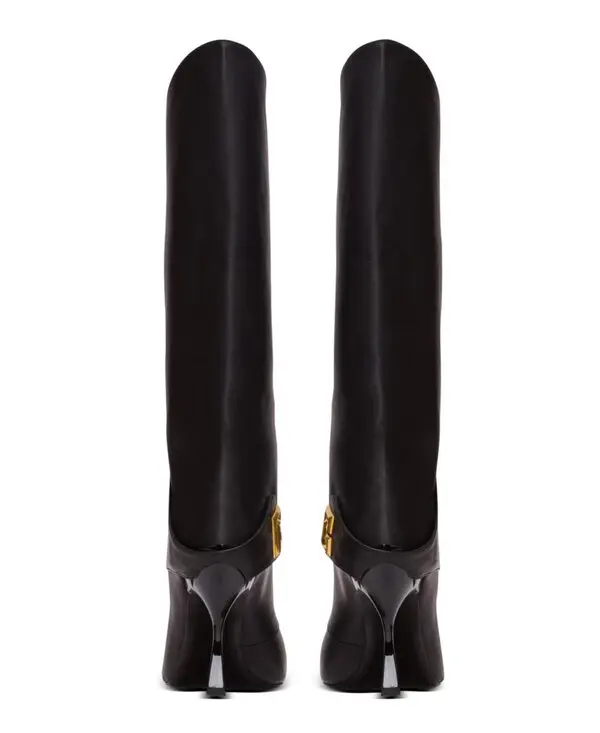 Balmain Twist Heeled Leather Boots - Black
