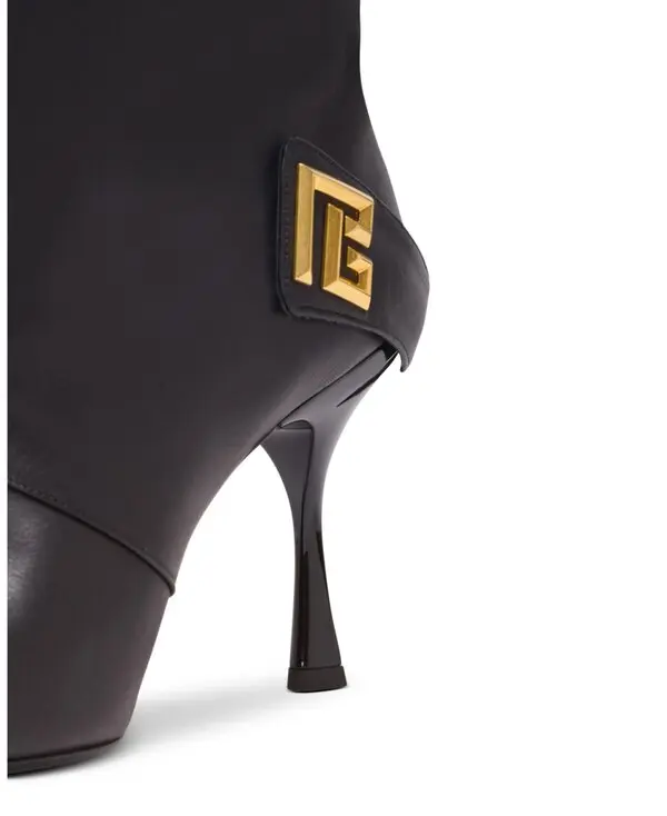 Balmain Twist Heeled Leather Boots - Black