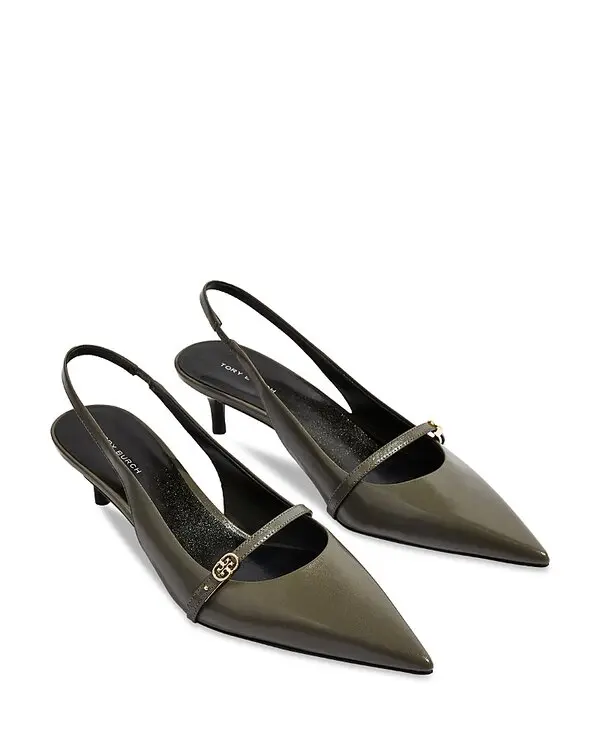 Tory Burch Double T Buckle Mary Jane Pumps - Dark Grigi