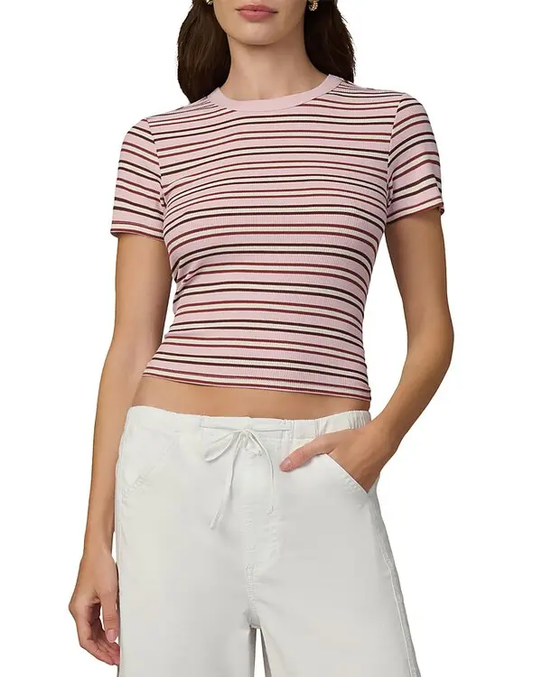 Joe's Jeans Striped Fitted Baby Tee - Blush/ecru
