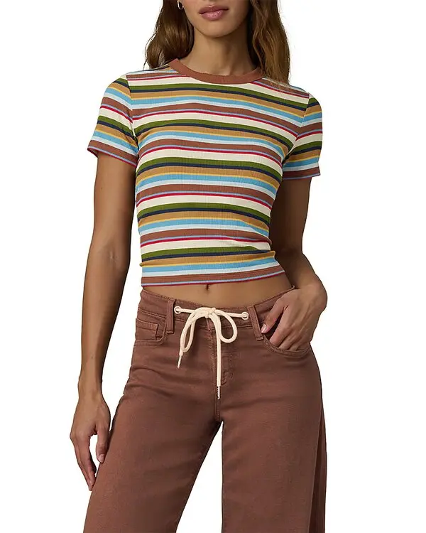Joe's Jeans Striped Fitted Baby Tee - Multi Variegated