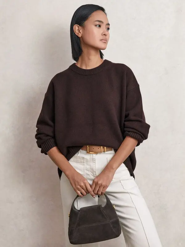 REISS Wool-cashmere Crew-neck Jumper - Plum