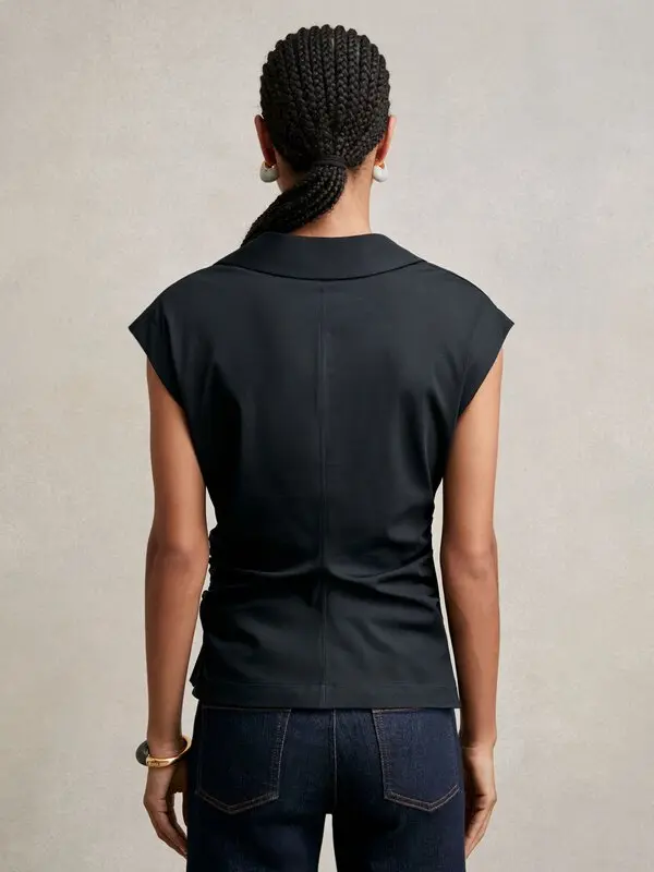 REISS Stretch-cotton Jersey Wrap-front Top