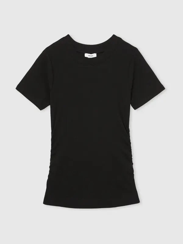 REISS Stretch-cotton Ribbed T-shirt - Black