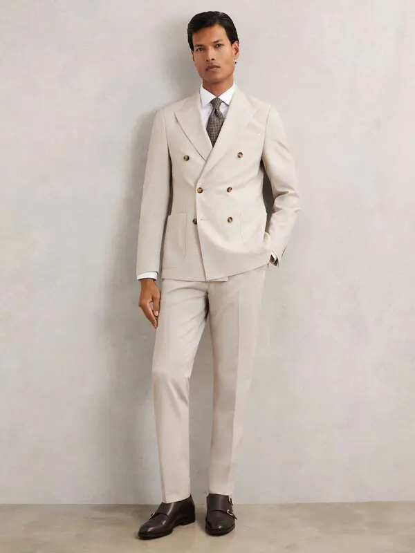 REISS Belmont Slim-fit Textured Wool Blend Suit Trousers