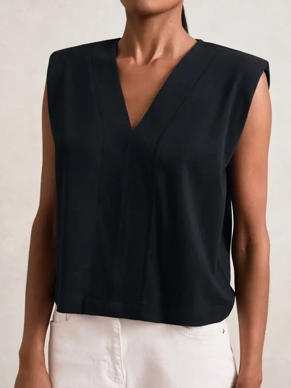 REISS Dixie Cotton V-neck Top