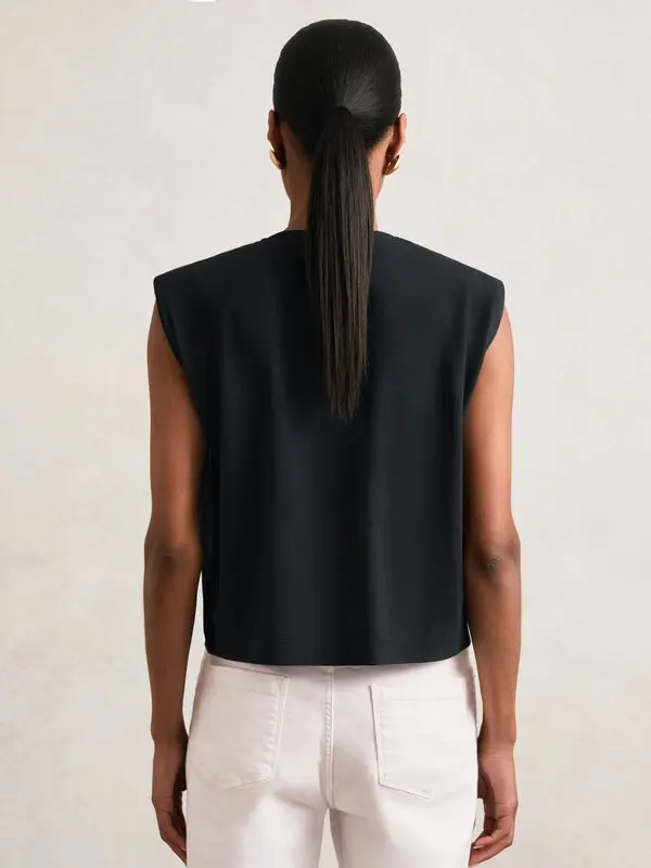 REISS Dixie Cotton V-neck Top
