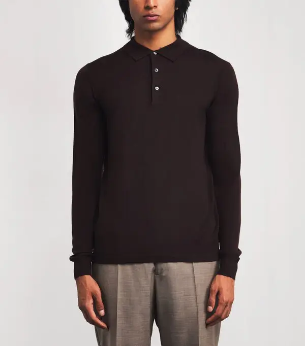 Aspesi Virgin Wool Long-sleeve Polo Shirt