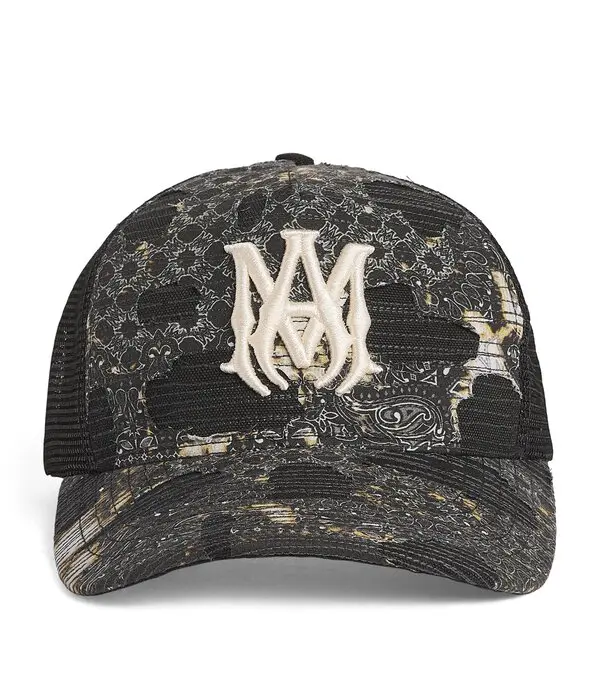 Amiri Bandana Repair Trucker Cap - Black