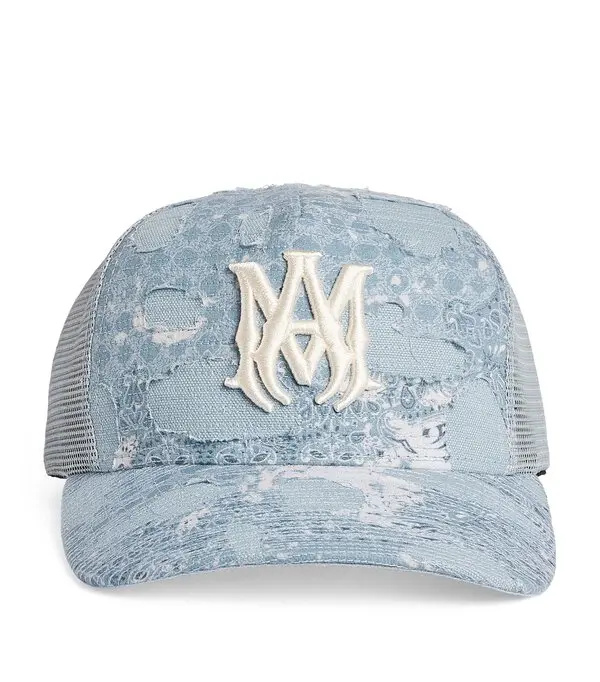 Amiri Bandana Repair Trucker Cap - Blue