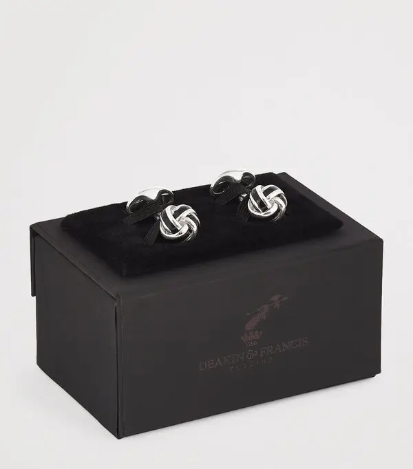 DEAKIN & FRANCIS Sterling Silver And Enamel Knot Cufflinks - Black