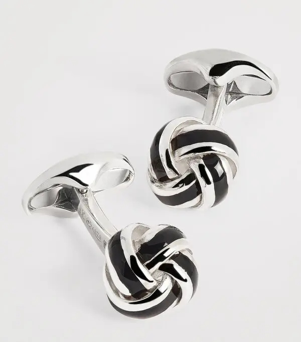 DEAKIN & FRANCIS Sterling Silver And Enamel Knot Cufflinks - Black