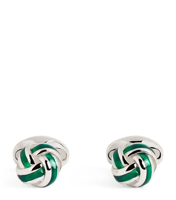 DEAKIN & FRANCIS Sterling Silver And Enamel Knot Cufflinks - Green