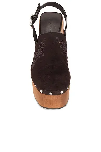 JIMMY CHOO Alida 135 Clog Suede With Embroidered Detail
