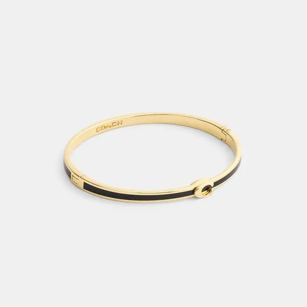COACH Thin Enamel Signature Hinged Bangle - Gold/black