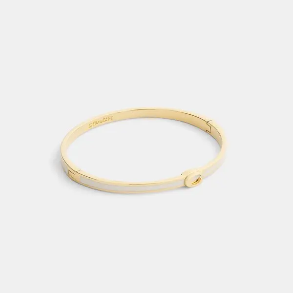 COACH Thin Enamel Signature Hinged Bangle - Gold/chalk