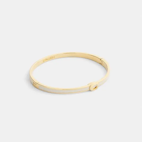 COACH Thin Enamel Signature Hinged Bangle - Gold/chalk