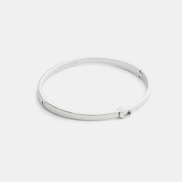 Coach Thin Signature Hinged Bangle - Silver