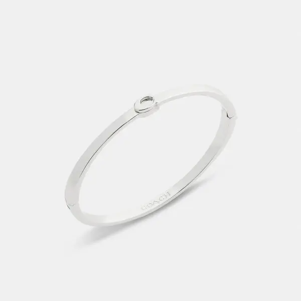 COACH Thin Signature Hinged Bangle - Silver