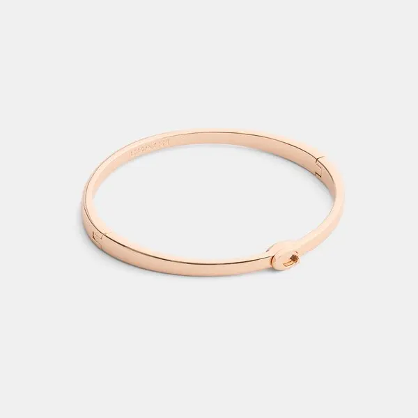 Coach Thin Signature Hinged Bangle - Rose Gold