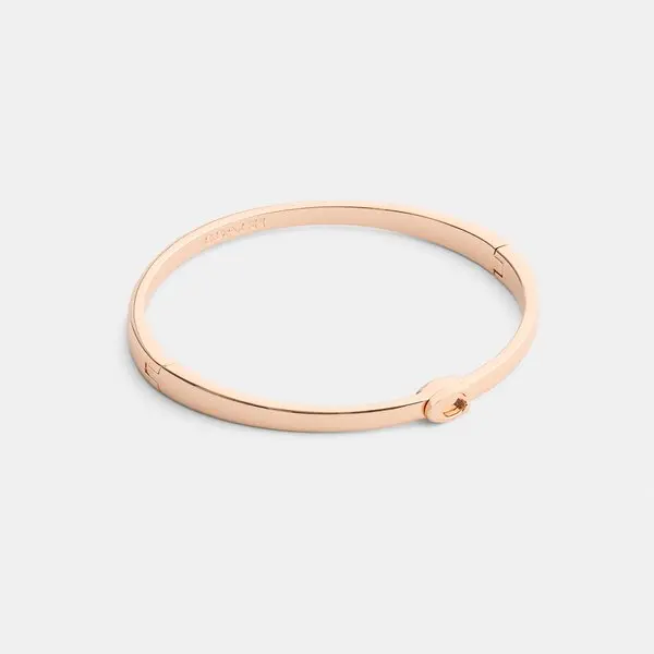 COACH Thin Signature Hinged Bangle - Rose Gold