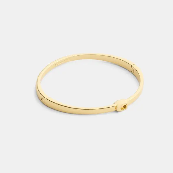 COACH Thin Signature Hinged Bangle - Gold