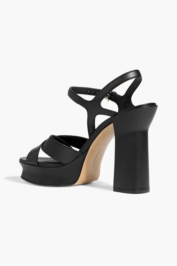 FERRAGAMO Sonya Leather Platform Sandals - Black