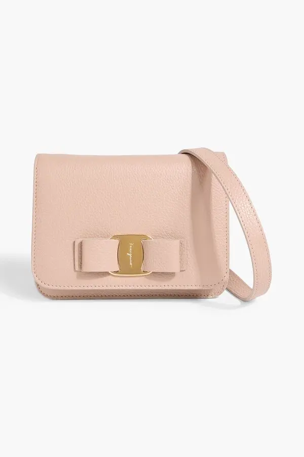 FERRAGAMO Vara Bow Pebbled-leather Crossbody Bag