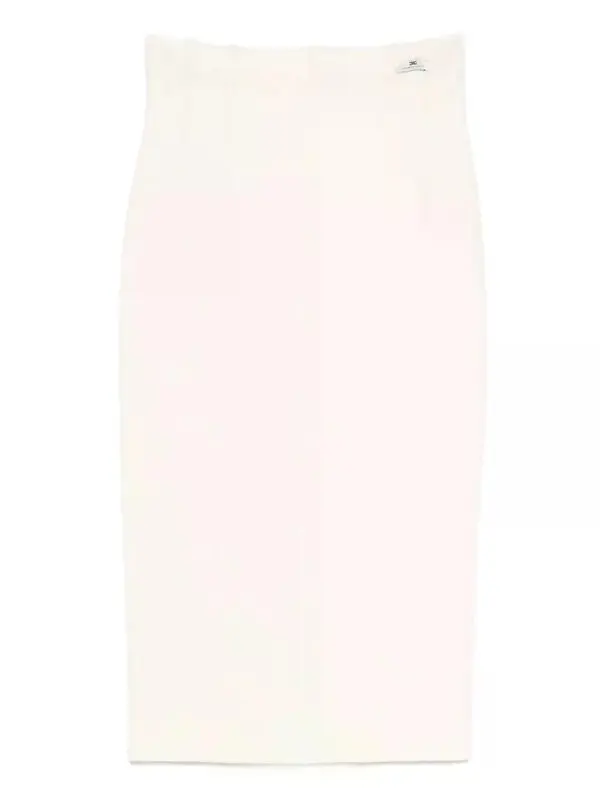 Elisabetta Franchi Ribbed Pencil Midi Skirt - Neutrals