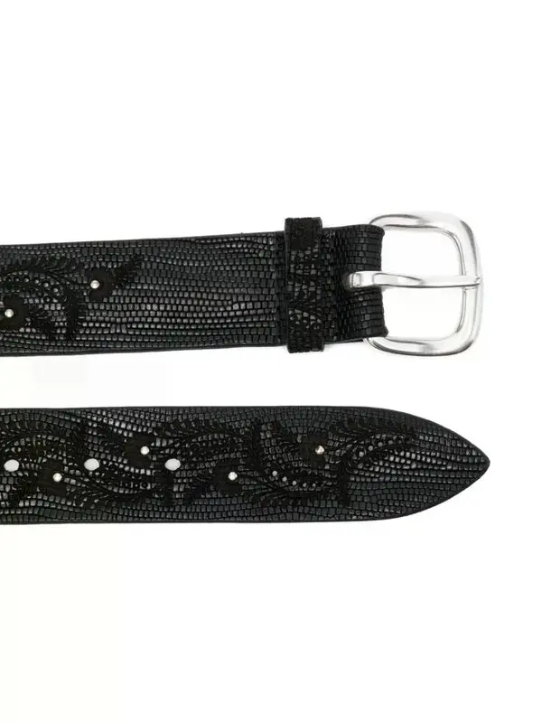 ORTIGNI Floral Leather Belt
