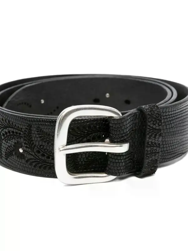 ORTIGNI Floral Leather Belt