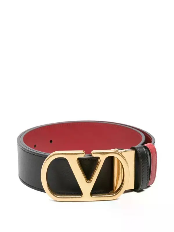 Valentino Garavani Vlogo Leather Belt - Black