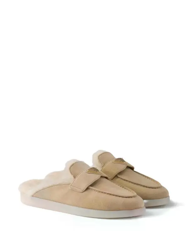 Prada Suede Shearling Mules