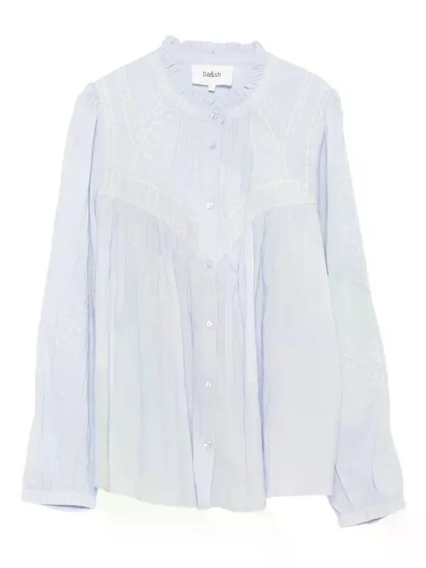 Ba&sh Jaky Embroidered Ruffled Blouse - Blue