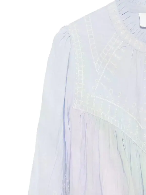 Ba&sh Jaky Embroidered Ruffled Blouse - Blue
