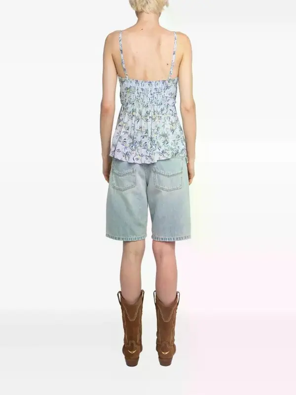 Zadig&Voltaire Floral-print Smocked Top - Blue