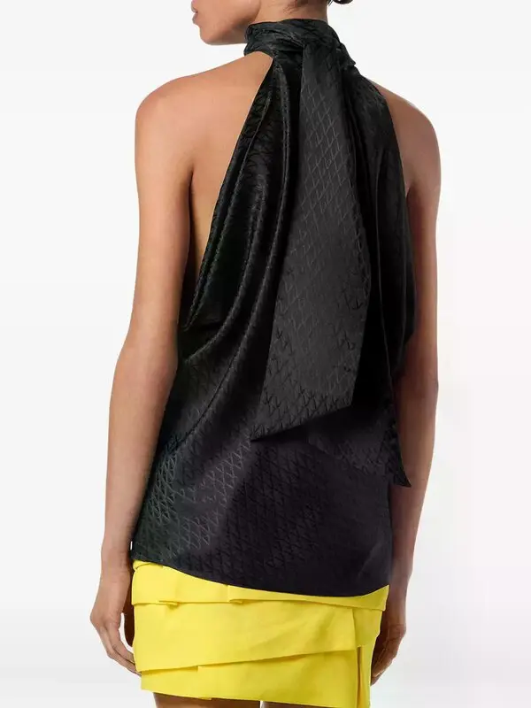 Versace Textured Top With Neck-tie Detail