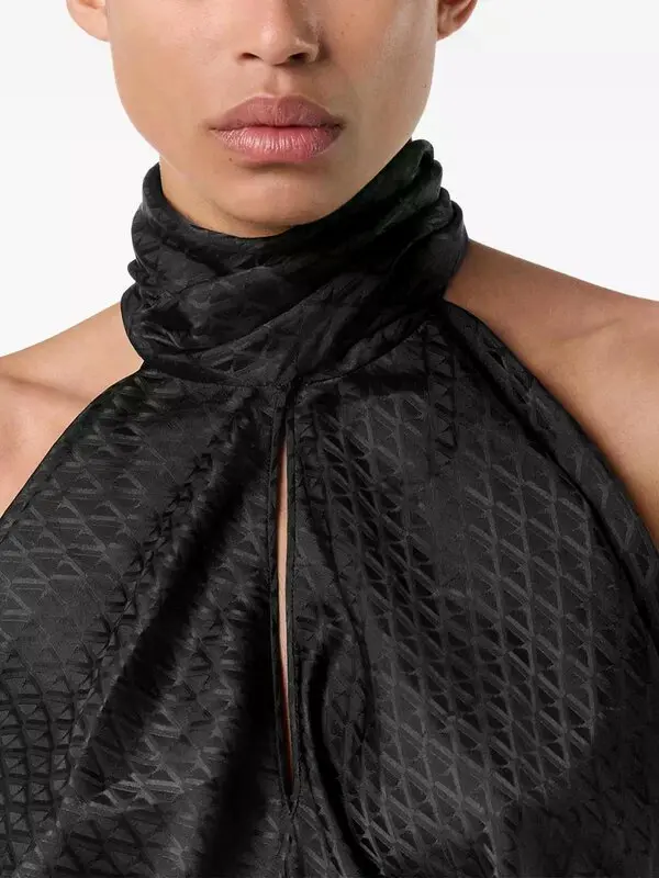 Versace Textured Top With Neck-tie Detail