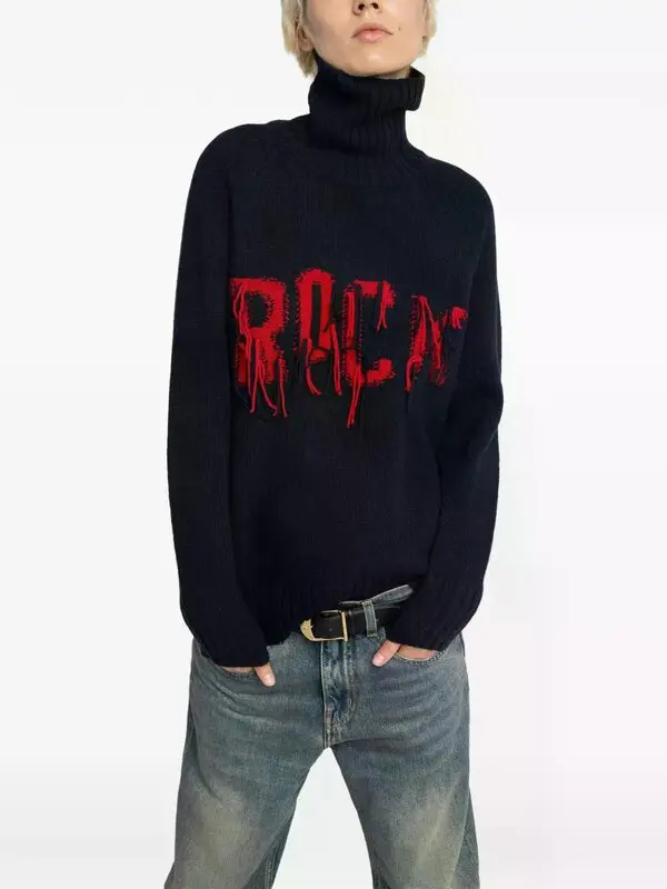Zadig&Voltaire Roll-neck Frayed-detail Sweater - Black