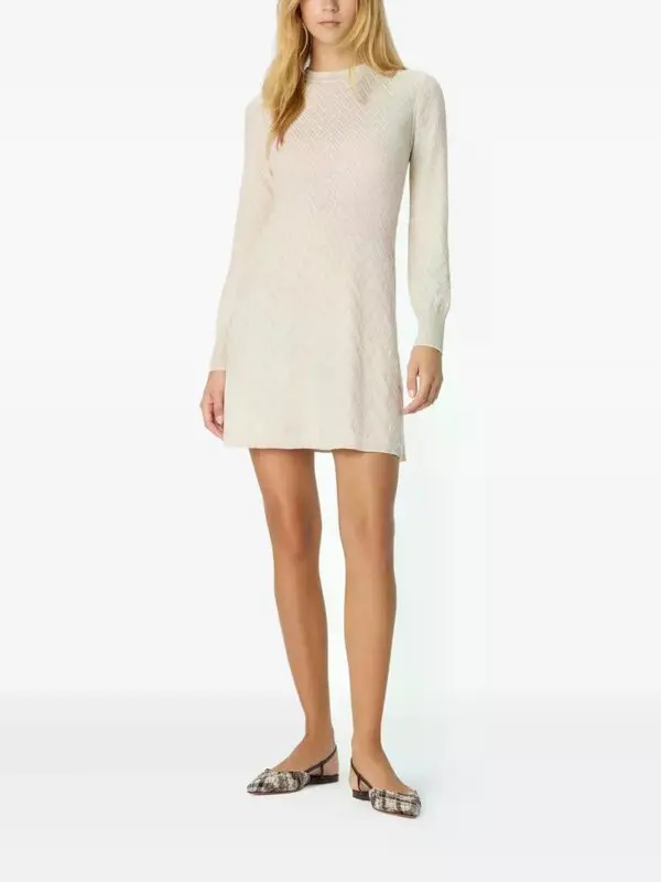 Missoni Zigzag-pattern Long-sleeve Mini Dress - Neutrals