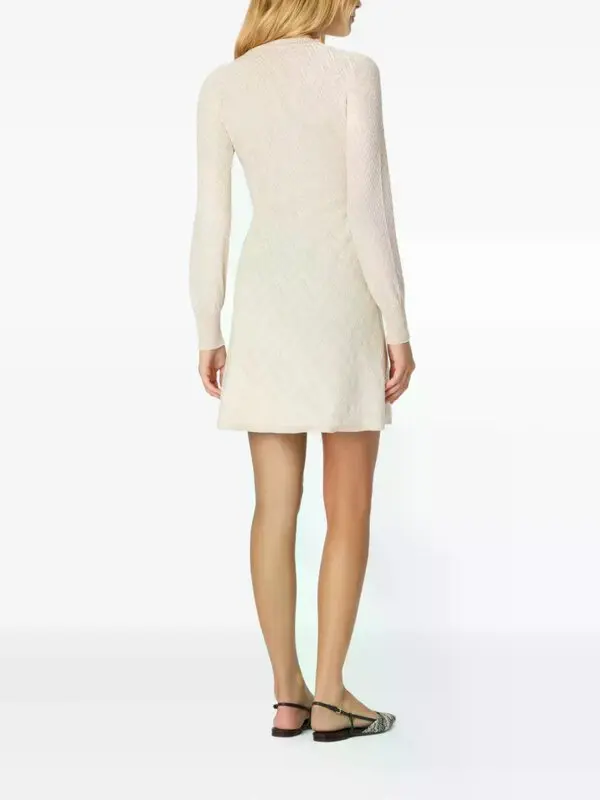Missoni Zigzag-pattern Long-sleeve Mini Dress - Neutrals