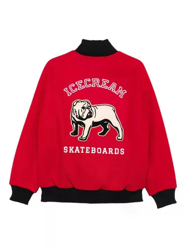 ICECREAM Bulldog-embroidered Bomber Jacket - Red