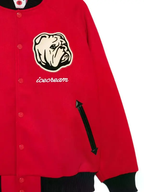 ICECREAM Bulldog-embroidered Bomber Jacket - Red