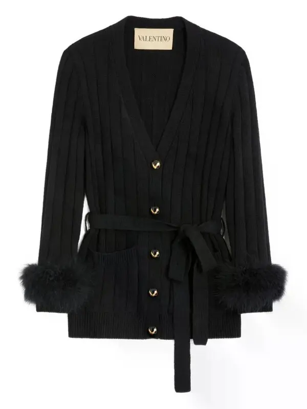 Valentino Garavani Feather-cuff Ribbed Jacket