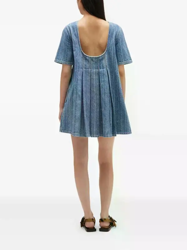 GANNI Pleated Denim Mini Dress