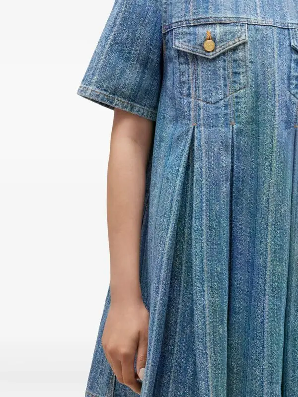 GANNI Pleated Denim Mini Dress