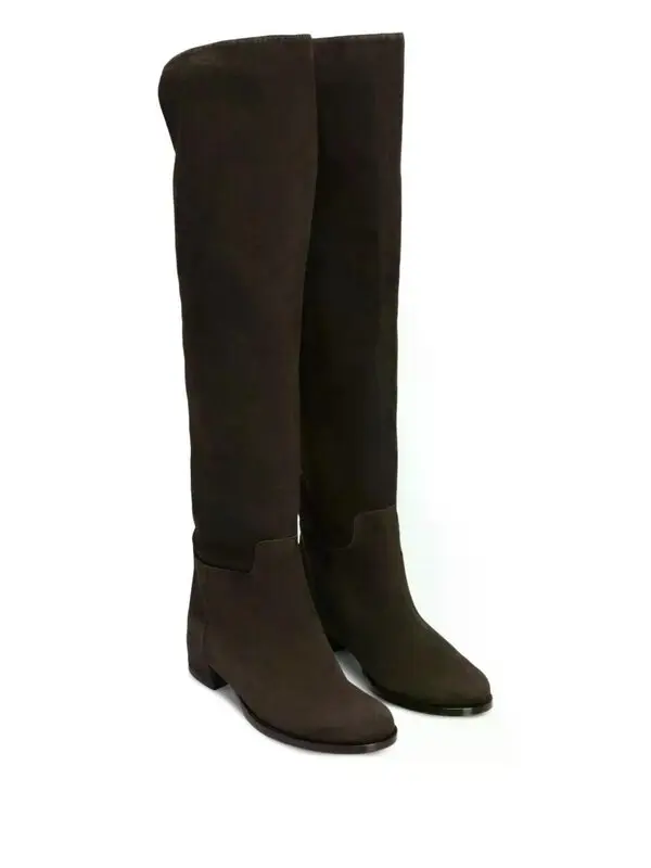 Dolce & Gabbana Logo-plaque Suede Boots - Brown