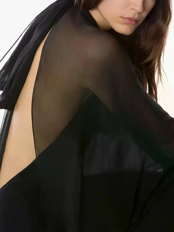 Alberta Ferretti Chiffon Cape Gown - Black