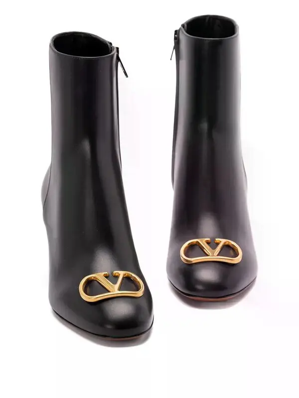 Valentino Garavani 60mm Logo-plaque Leather Boots - Black